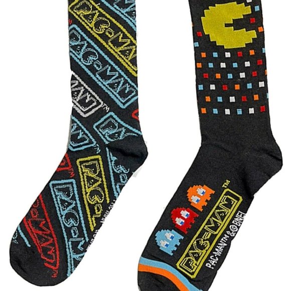 HYP | Other | 2 Pair Pac Man Crew Socks Adult Shoe Size 62 Arcade ...
